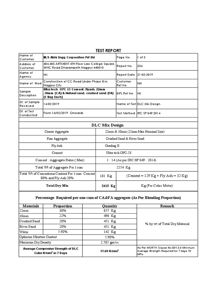Test Report: M/S Abhi Engg Corporation PVT LTD | PDF | Construction ...