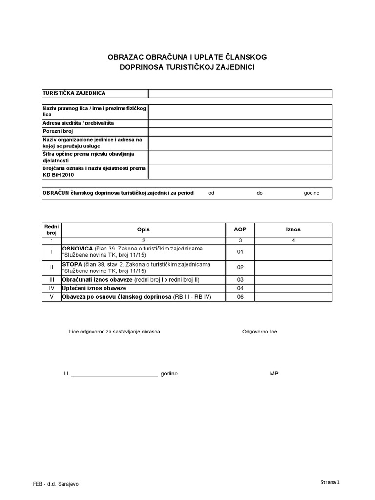 08 Obrazac TZ TK | PDF