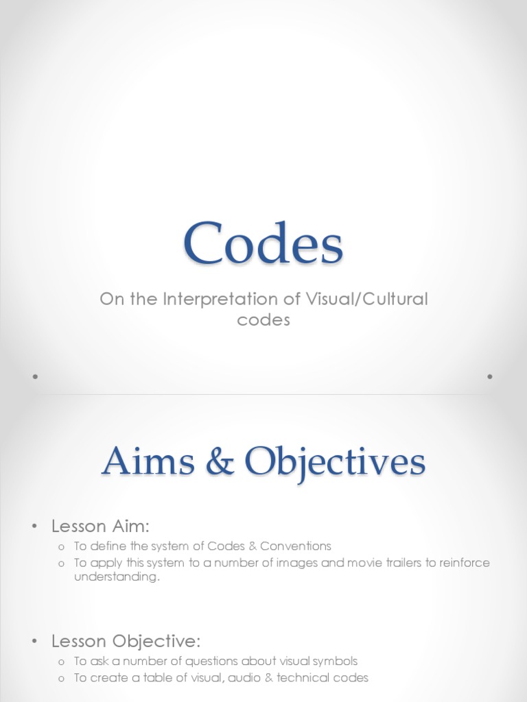 Codes: On The Interpretation of Visual/Cultural Codes | PDF