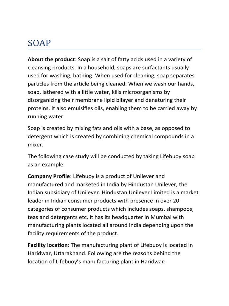 Soap Case Study | Download Free PDF | Mass Production | Soap