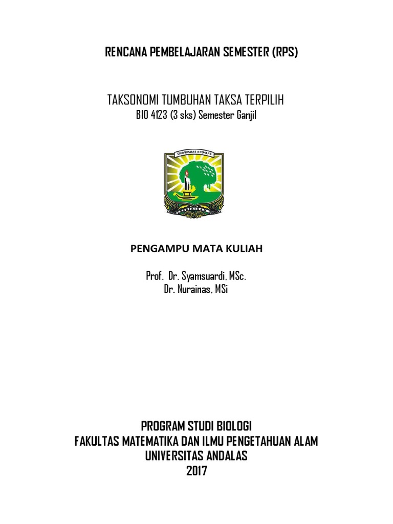RPS - Taksonomi Tumbuhan Taksa Terpilih | PDF