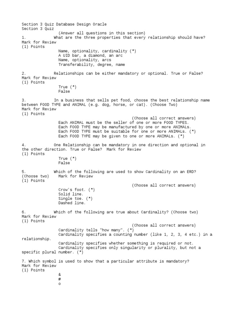 Oracle Database Design Quiz Answers Design Talk