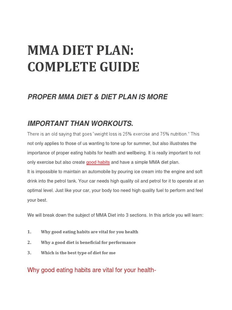 Mma Diet Plan PDF | Download Free PDF | Dieting | Milk