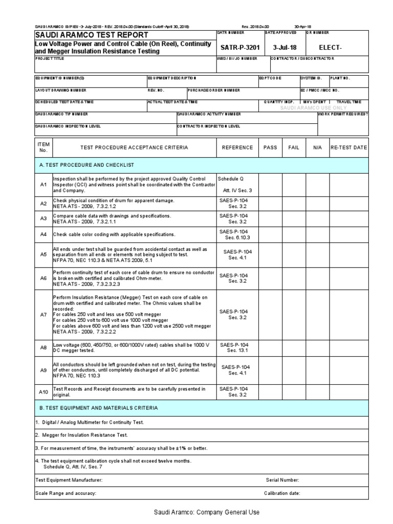 Saudi Aramco Test Report | PDF | Calibration | Physical Quantities