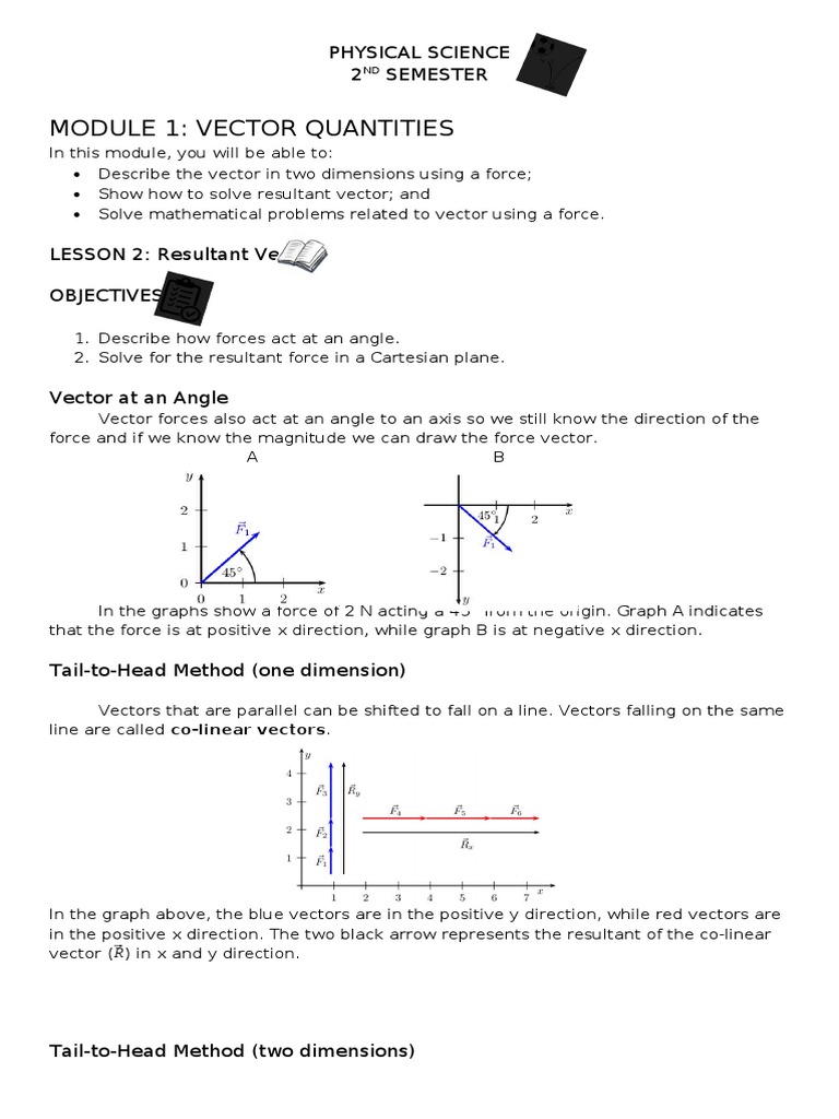 Physci Module 1 Lesson 2 Pdf Euclidean Vector Cartesian Coordinate System