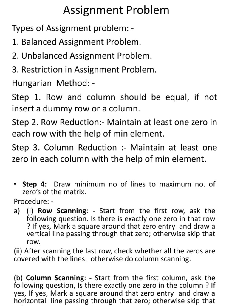 Assignment Problem | PDF | Mathematical Optimization | Algorithms