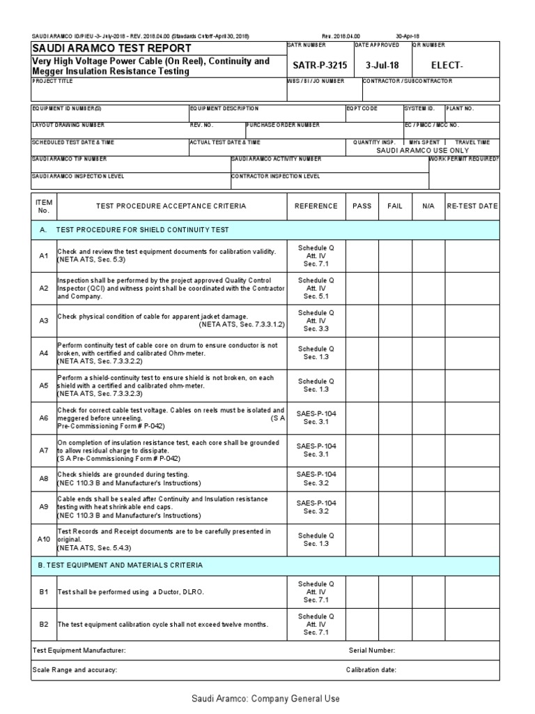 Saudi Aramco Test Report | PDF | Calibration | Electricity