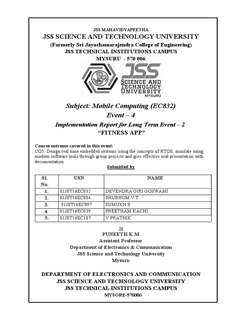 Subject: Mobile Computing (EC832) Event - 4: Jss Science and Technology ...