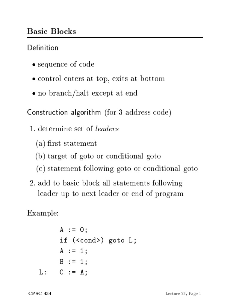 Basic Block and Flow Graph | PDF | Program Optimization | Discrete ...