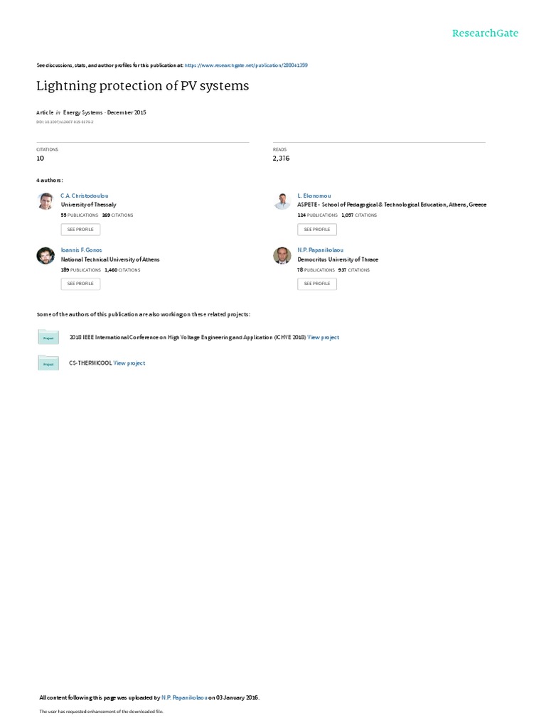 Lightning Protection of PV Systems | PDF | Photovoltaics | Photovoltaic ...