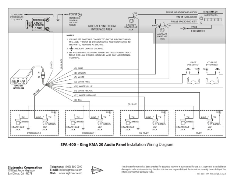 Point A: SPA-400 - King KMA 20 Audio Panel Installation Wiring Diagram ...