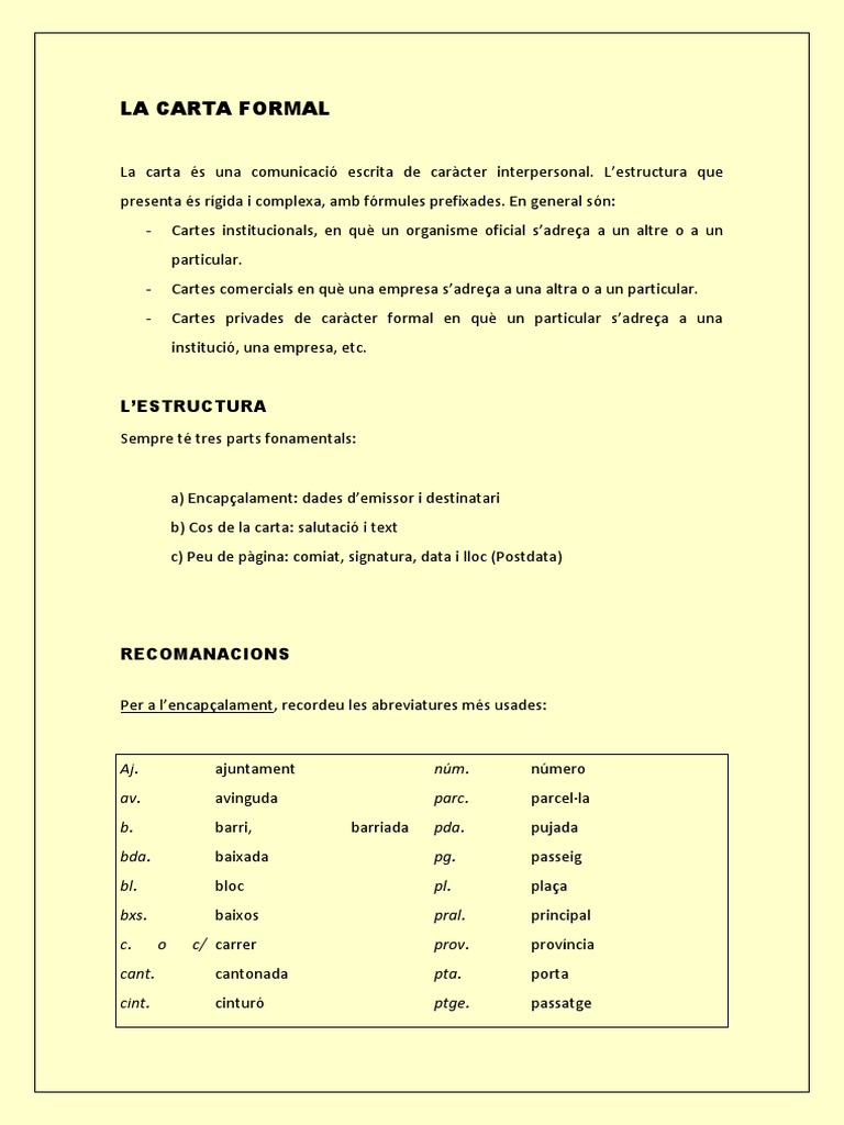 La Carta Formal | PDF