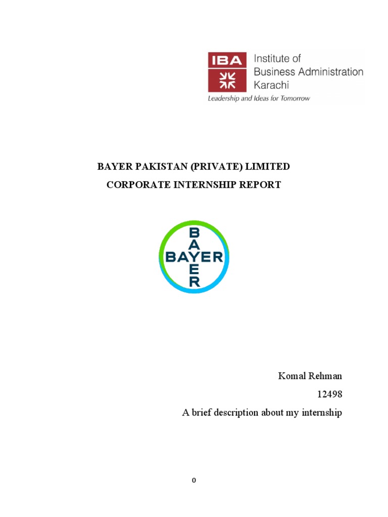 Bayer Pakistan (Private) Limited Corporate Internship Report | PDF ...