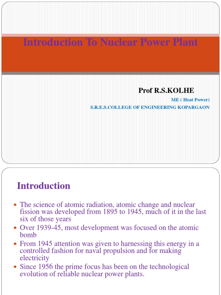 Introduction to Nuclear Power Plants | PDF | Nuclear Reactor | Nuclear ...