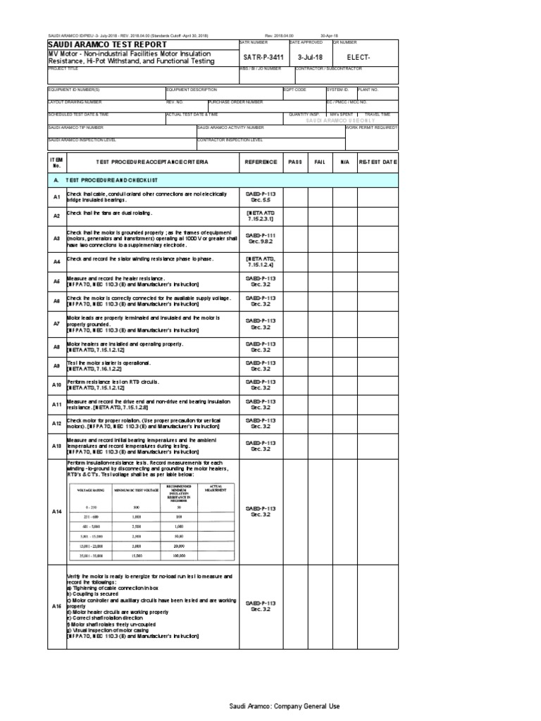 Saudi Aramco Test Report | PDF | Manufactured Goods | Electrical ...