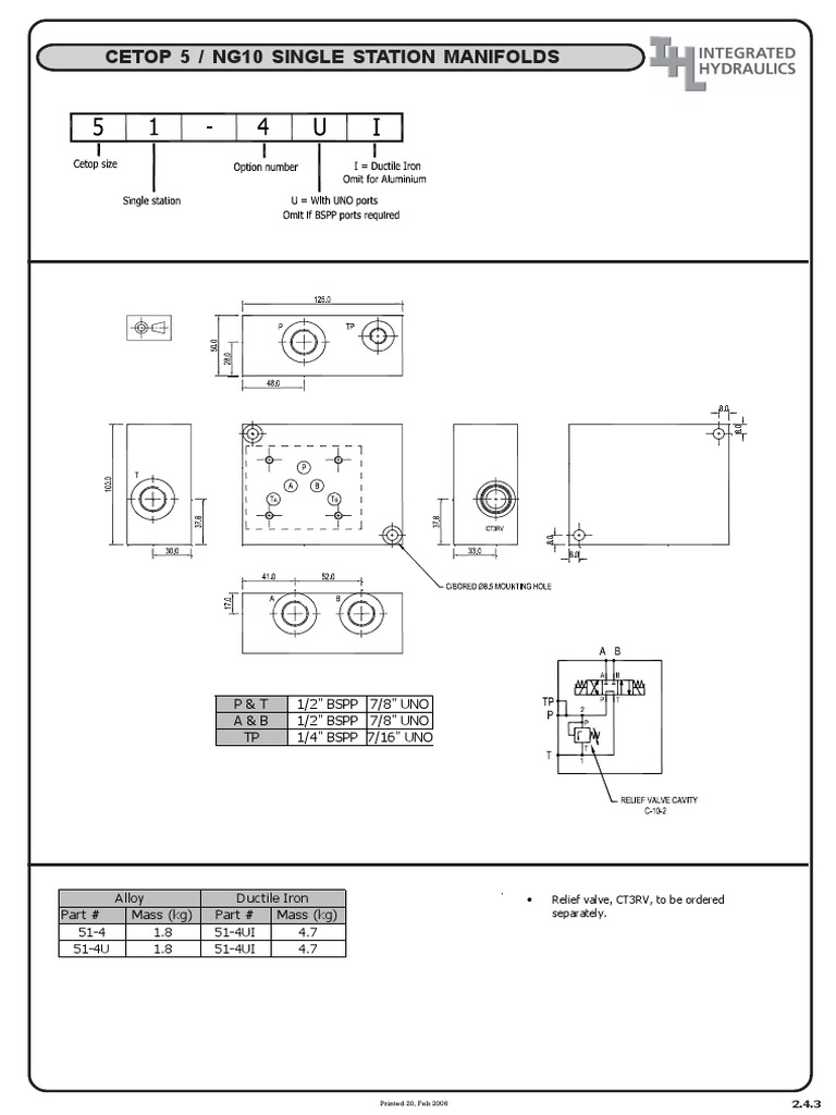CETOP 5 NG10 Manifolds Specifications | PDF