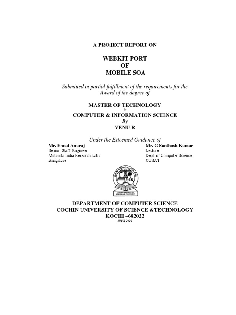 Webkit Port OF Mobile Soa: A Project Report On | Download Free PDF ...
