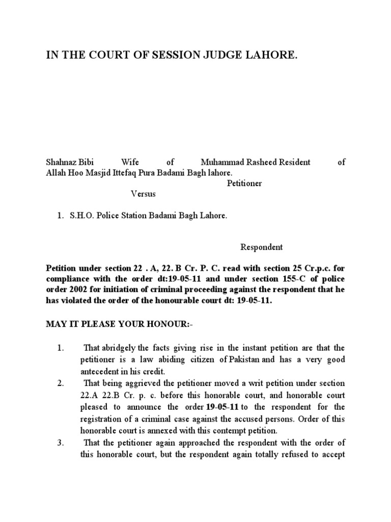 Contempt of Court Petition | PDF | Contempt Of Court | Judge