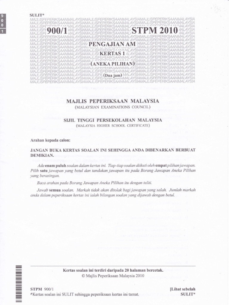 STPM Pengajian Am 1 (2010) | PDF