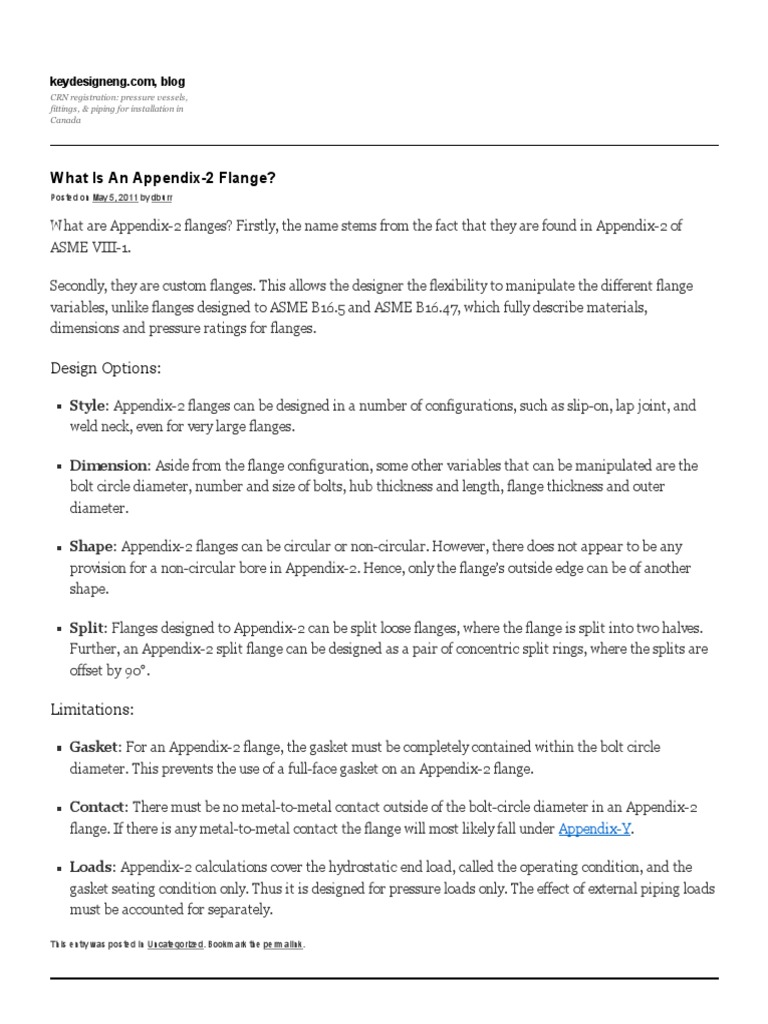 What Is An ASME Appendix 2 Flange Design PDF | PDF | Science & Mathematics