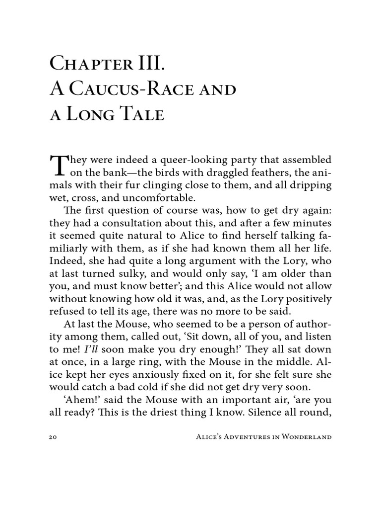 A Caucus-Race and A Long Tale: Alice's Adventures in Wonderland 20 | PDF | Alice (Alice's ...