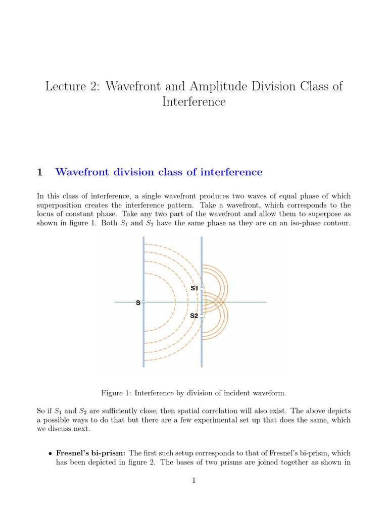 Wavefront and Amplitude Interference | PDF | Refraction | Reflection ...