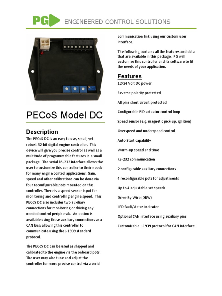 PECoS Model DC Datasheet | PDF | Control Theory | Electronic Engineering