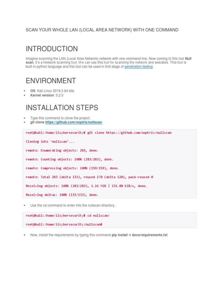 Scan LAN with NullScan Tool Guide | PDF | Computers | Technology ...