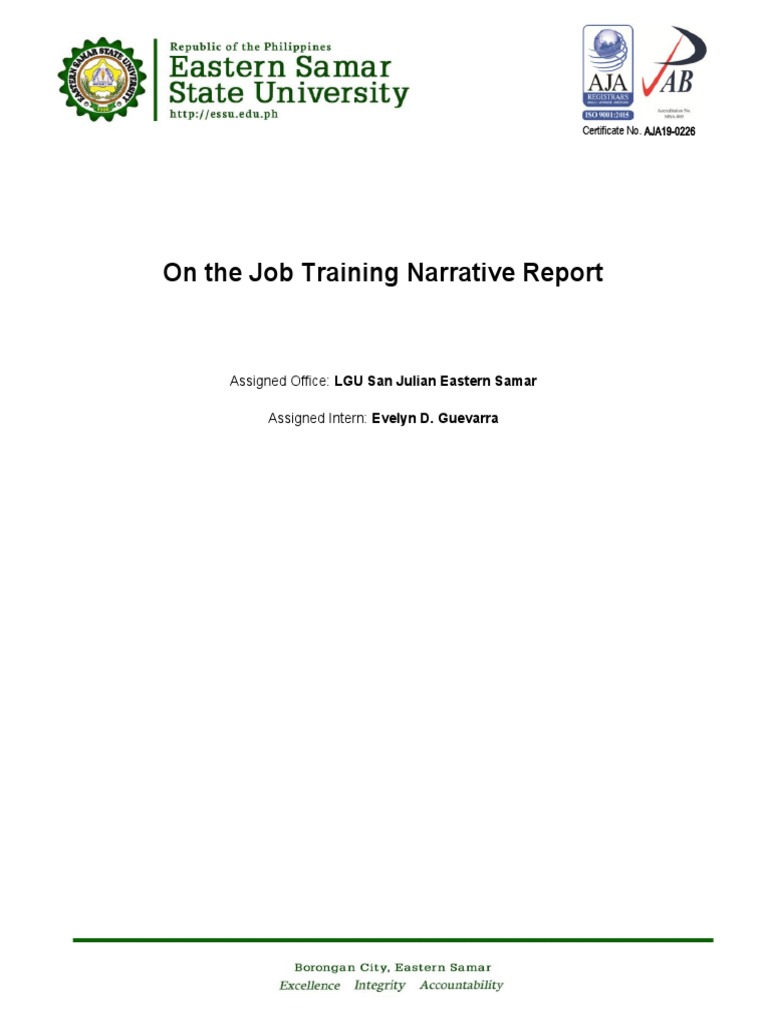 OJT Narrative Report | PDF | Learning | Behavior Modification