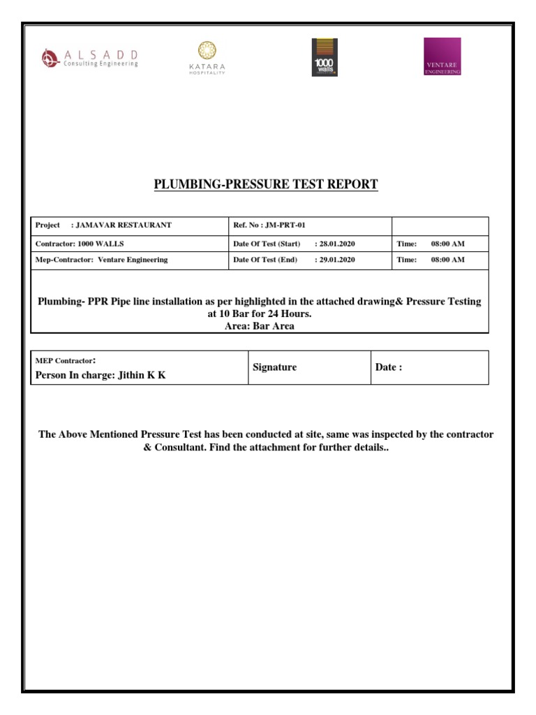 Pressure Test Report | PDF