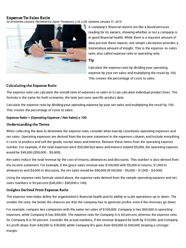 Expense-To-Sales Ratio | PDF | Sales (Accounting) | Expense