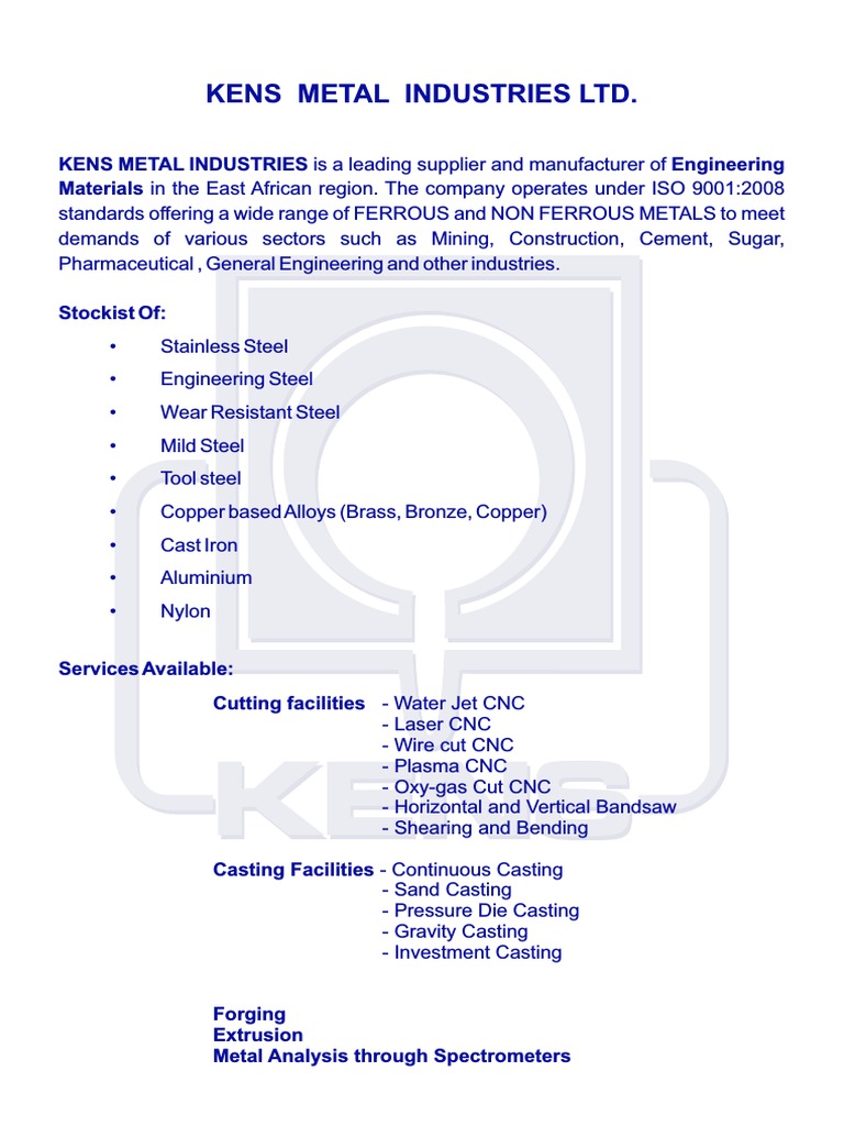 Kens Metal Industries Product Overview | PDF | Stainless Steel | Sheet ...