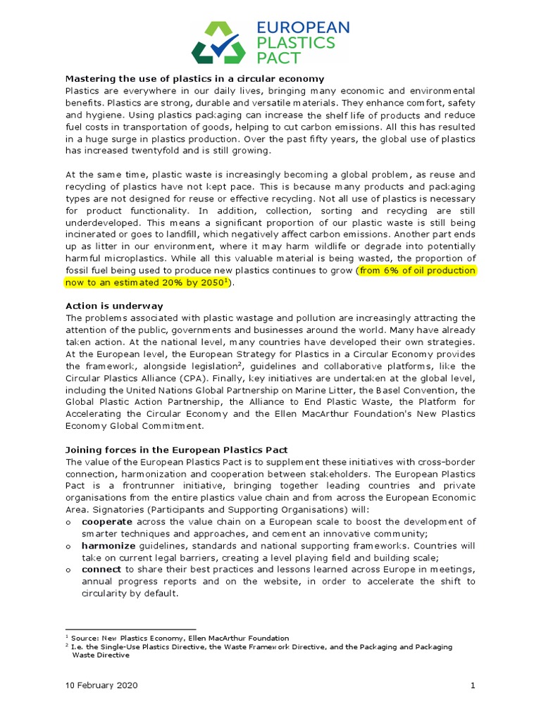 European Plastics Pact FINAL | PDF | Reuse | Recycling
