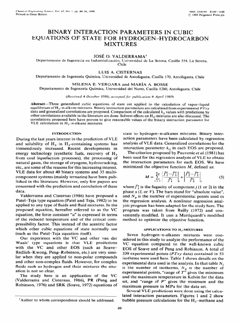 Binary Interaction Parameters in Cubic e PDF | PDF | Gases | Phases Of ...