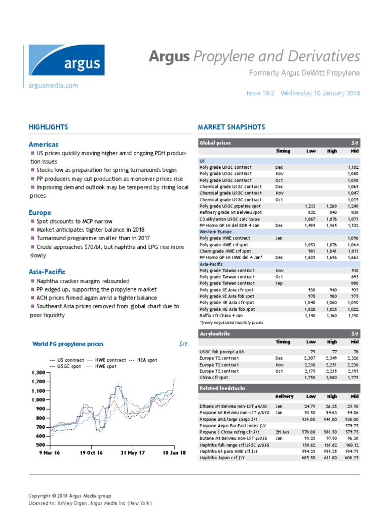 Argus Propylene and Derivatives | PDF | Cracking (Chemistry ...