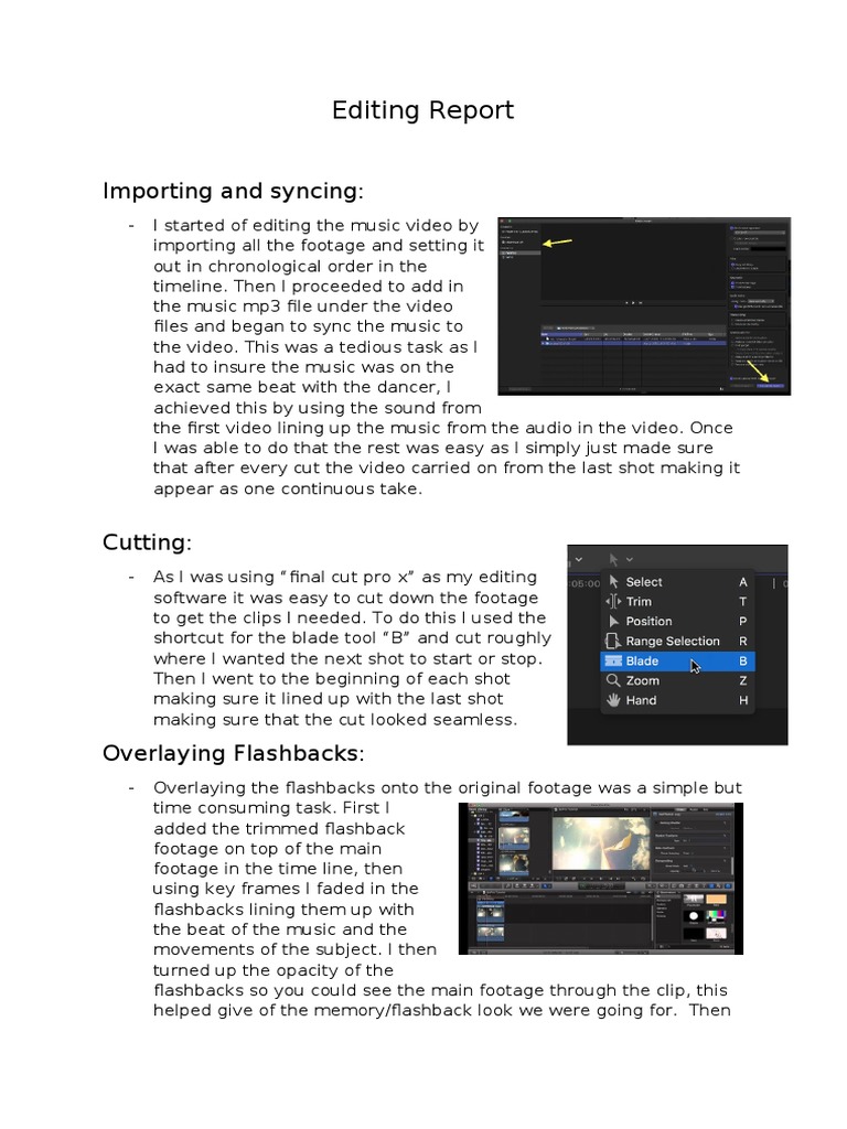 Editing Report | PDF | Video | Media Technology