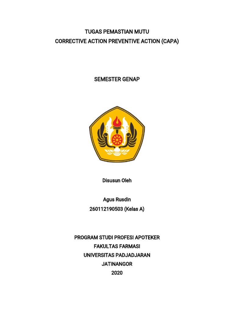 Agus Rusdin - Tugas QA Pembuatan Tabel CAPA | PDF