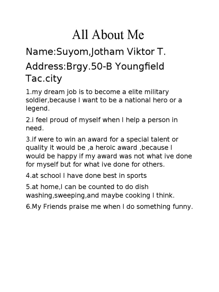 All About Me | PDF