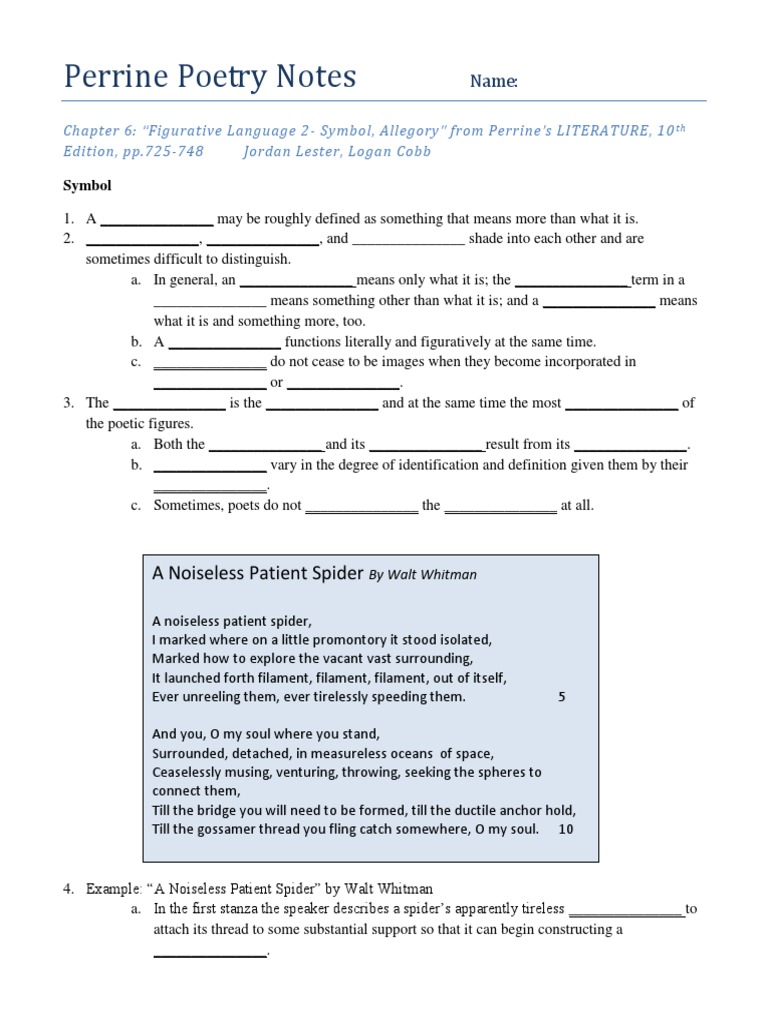 Perrine Poetry Notes CH 6 FIB PDF | PDF