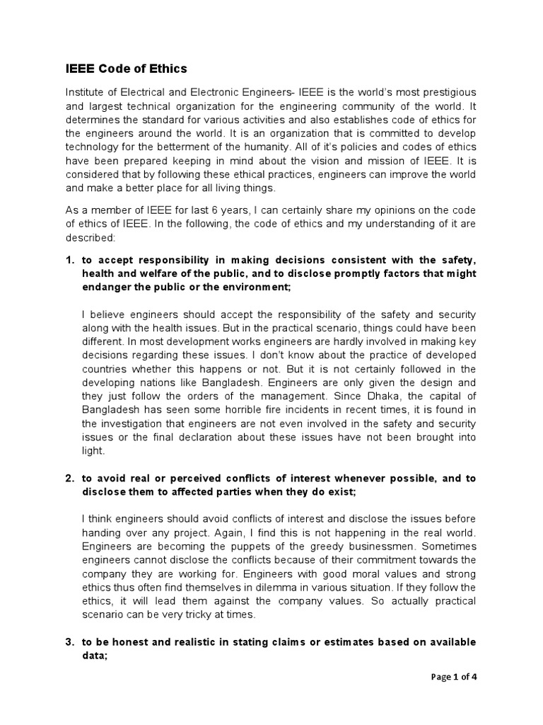 IEEE Code of Ethics | PDF | Engineer | Bribery