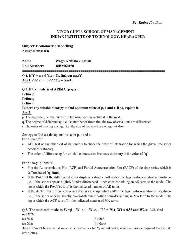 Assignment 6-8 | PDF | Coefficient Of Determination | Regression Analysis
