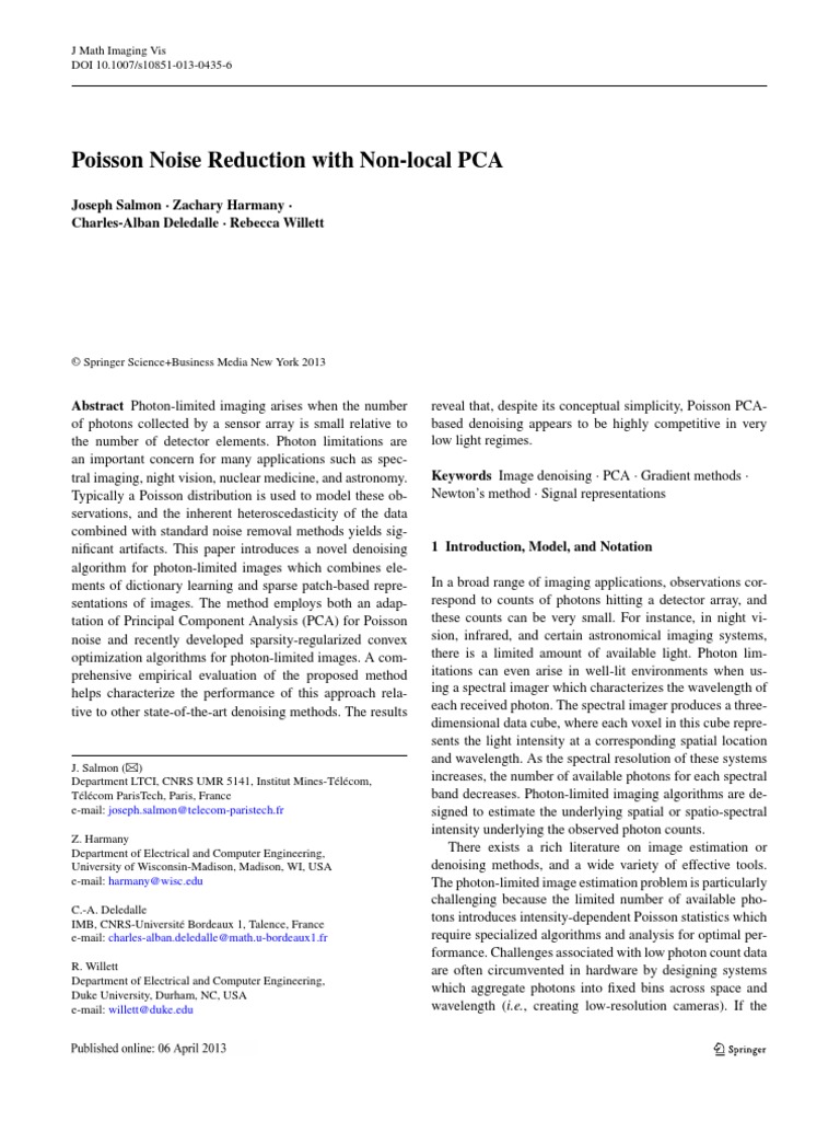 Poisson Noise Reduction With Non-Local PCA | PDF | Principal Component Analysis | Cluster Analysis