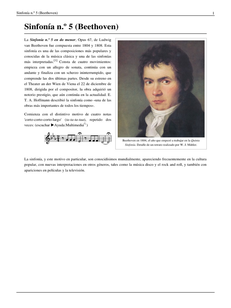 Sinfonia Nº 5 Beethoven | PDF | Sinfonía n.º 5 (Beethoven) | Elementos de la música