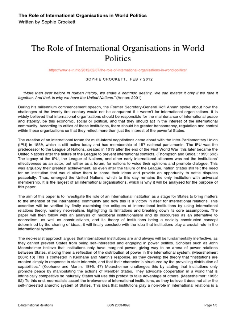 International Organizations in Global Politics | PDF | Political ...