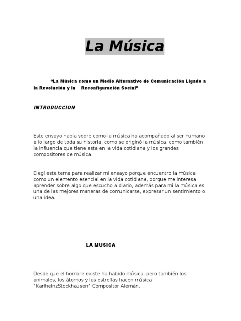 Ensayo Sobre La Musica | PDF | Compositores | Vida