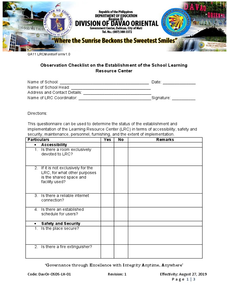 LRC Observation Checklist | PDF | Accessibility | Antivirus Software