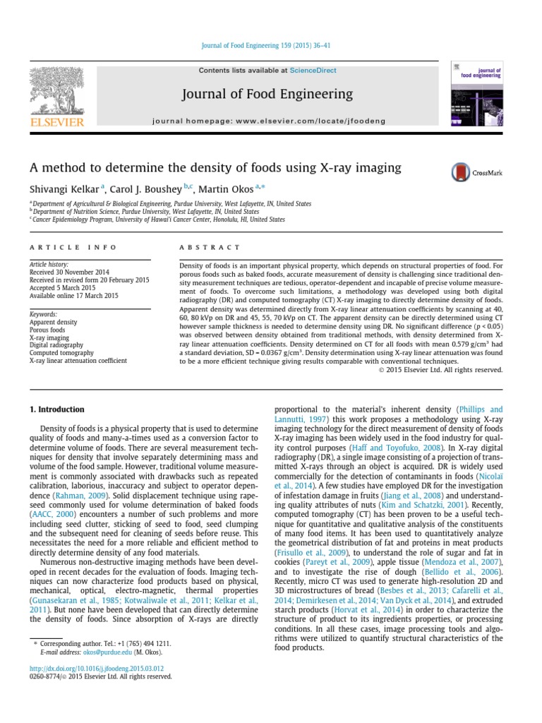 A Method To Determine The Density of Foods Using X-Ray Imaging | PDF ...