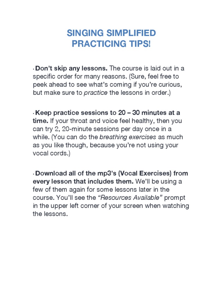 Singing Simplified Practicing Tips! | PDF | Singing | Tempo