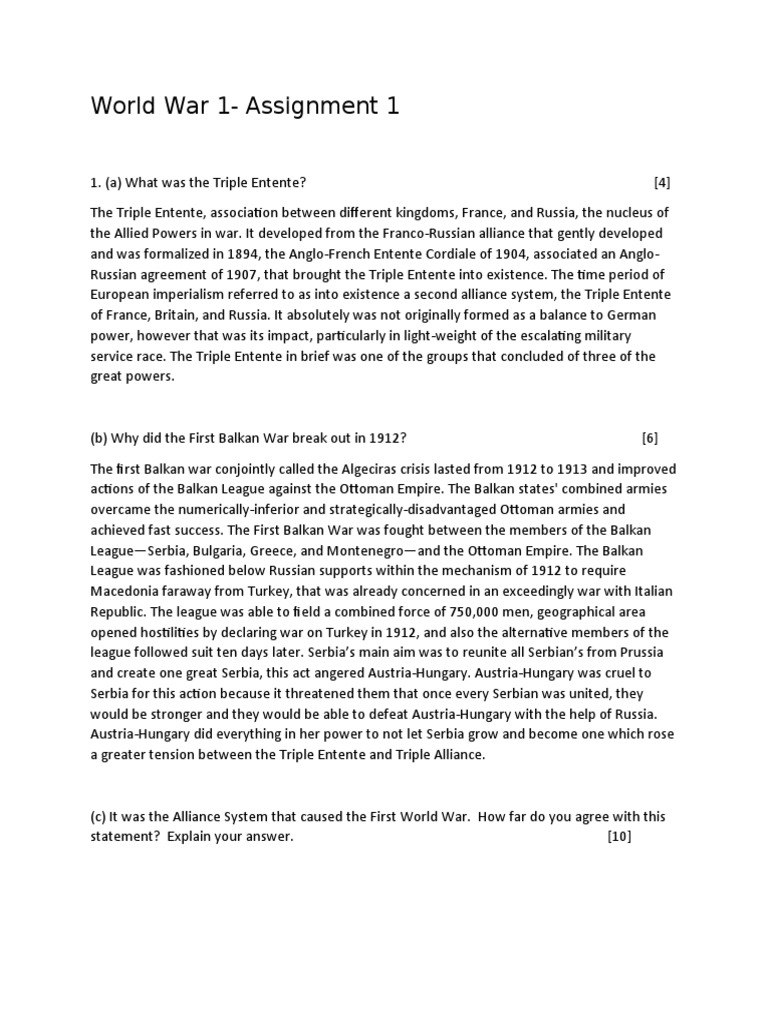 World War 1-Assignment 1 | PDF | Allies Of World War I | Balkans
