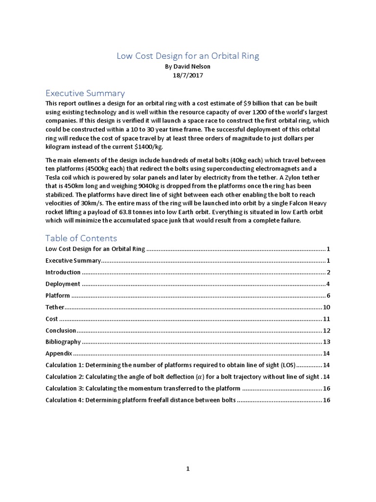 Low-Cost Orbital Ring Design Overview | PDF | Orbit | Multistage Rocket